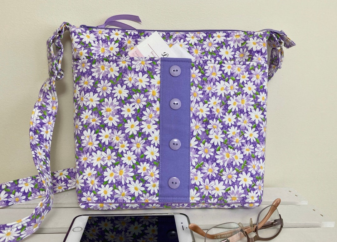 Daisy Crossbody Purse, Shoulder Bag, Lavender, White Daisies ...