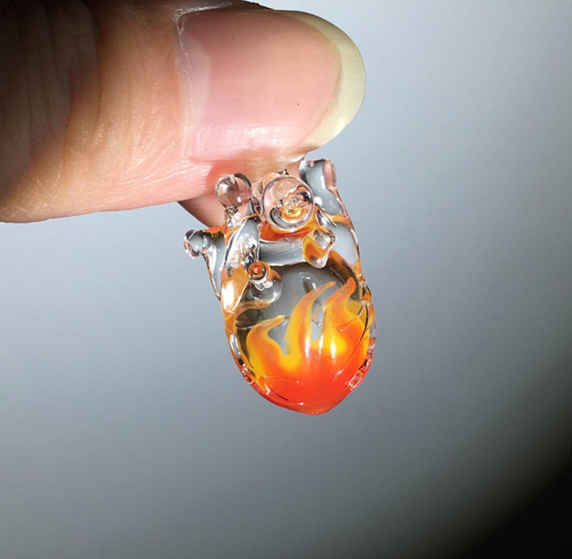 Heart Pendant, Burn Flame, Fire of Desire, Glass Pendant, Fashion ...