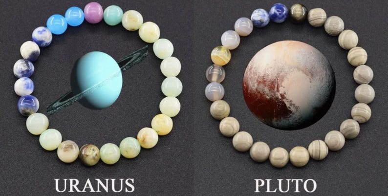 Handmade, Solar System Bracelet, Planets Collection, Beads, Sun, Earth, Moon, Mars, Venus ...