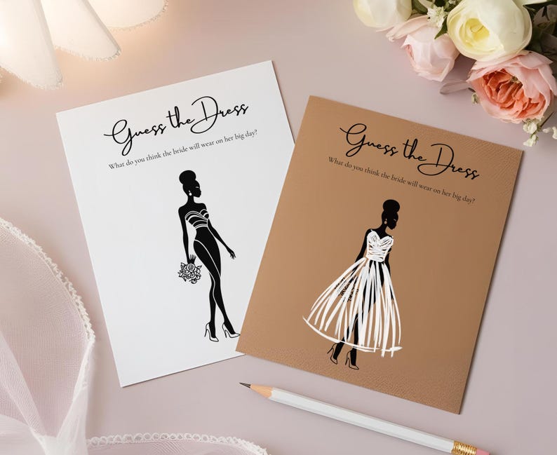Guess the Dress Game Bridal Shower Printed Bridal Game Reception ...