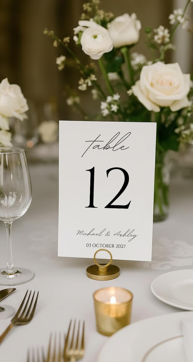Printable Table Number Signs Wedding Table Cards Canva Table Numbers ...