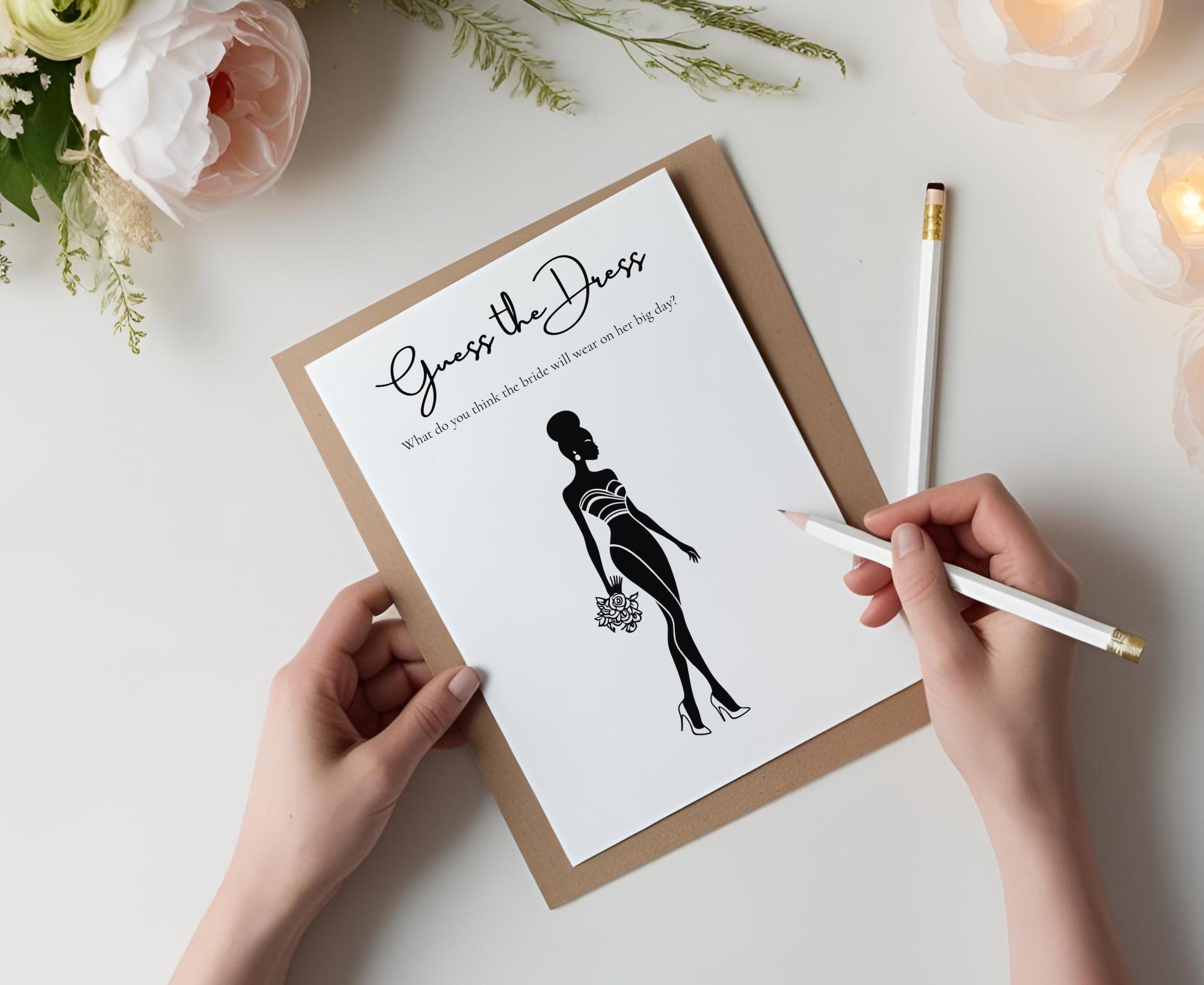 Guess the Dress Game Bridal Shower Printed Bridal Game Reception ...