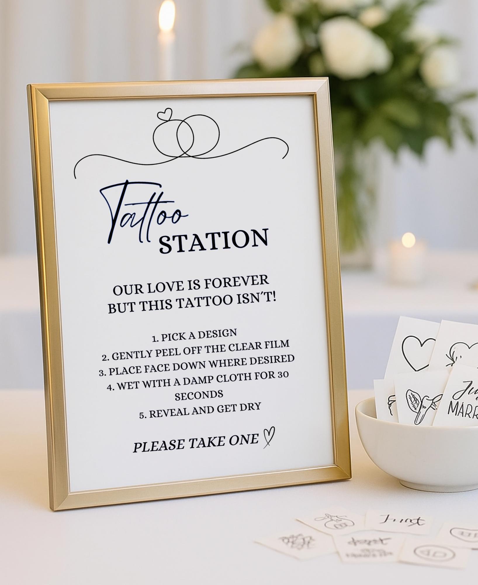 Temporary Tattoo Station Sign Wedding Tattoo Bar Template Wedding Favor ...