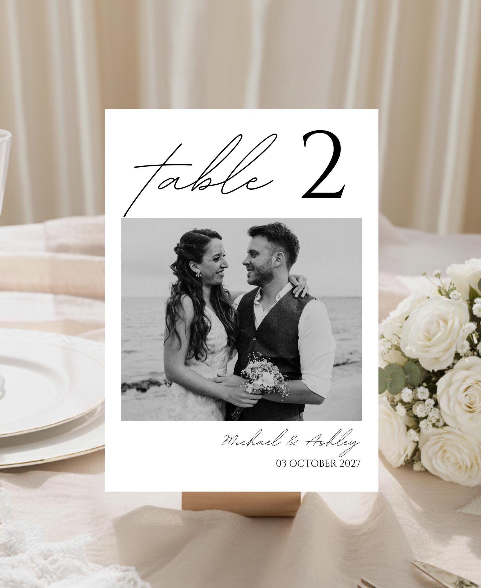 Picture Table Number Signs Polaroid Style Print Photo Table Numbers ...