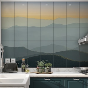 Sunset in the Blue Ridge Mountains Tile Mural - Backsplash or Wall Art ...
