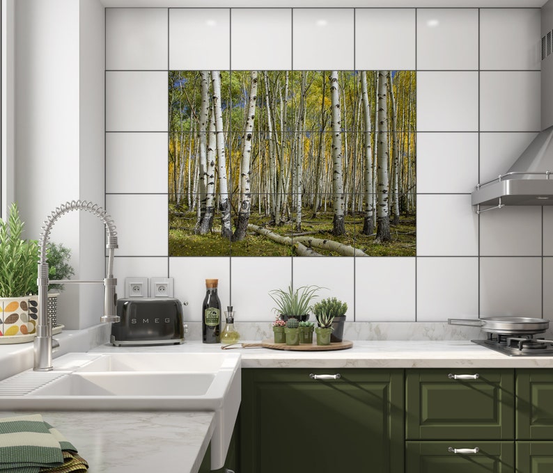 Colorado Aspen Ceramic Tile Mural Kitchen Back-splash Fall - Etsy