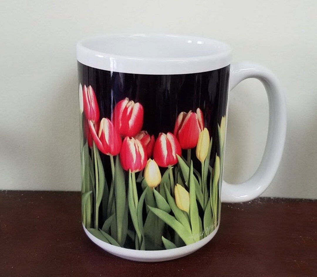 Tulip Mug With Beautiful Spring Tulips All Around, 2 Sizes - Floral ...