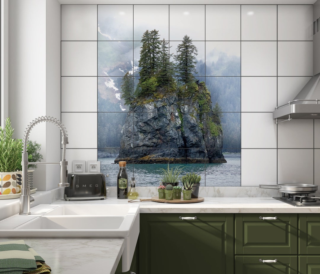 Alaska Ceramic Tile Mural: Cove of Spires Backsplash With Stunning ...