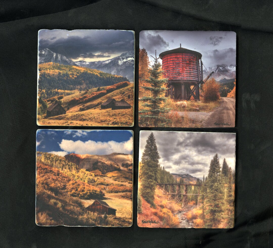 Rustic Colorado Tumbled Stone Coaster Set: Beautiful Colorado Views ...