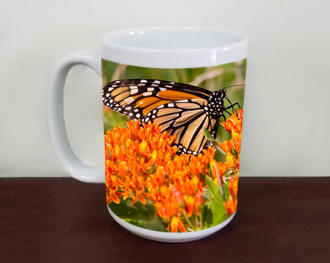 Monarch Butterfly Mug With Butterfly on Milkweed, 2 Sizes , Unique ...
