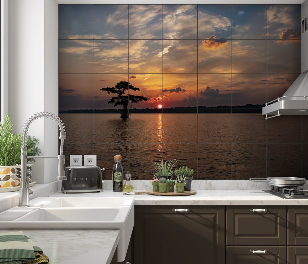 Sunrise Wall Art, Sunrise Decorative Tile, Reelfoot Lake Mural, Sunrise ...