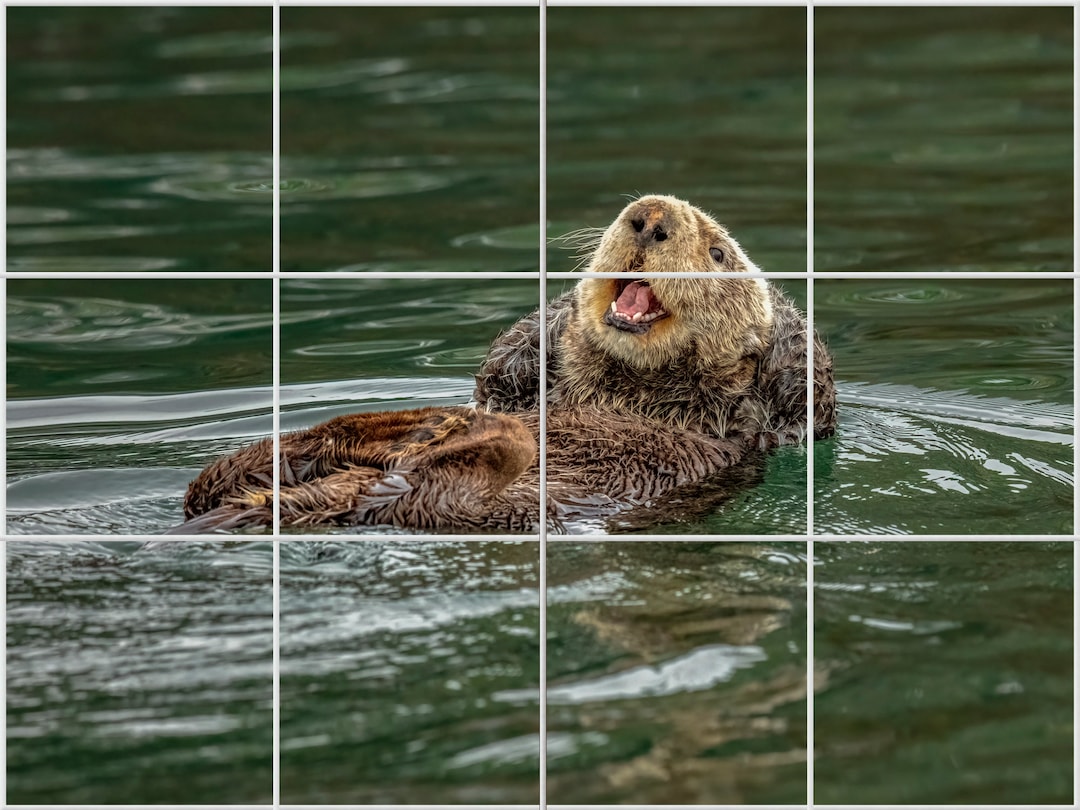 Cute Sea Otter Ceramic Tile Mural for Kitchen or Bathroom - Choose From ...