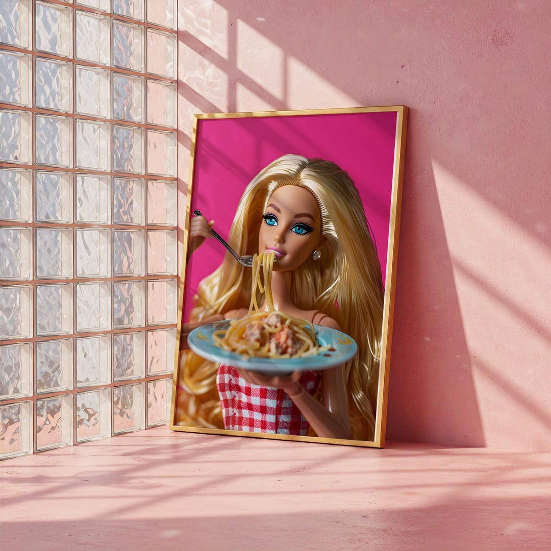 Barbie Eating Pasta - Barbie Wall Art - Barbie Prints - Feminist Wall ...