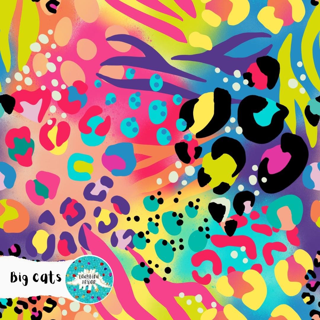 Seamless Bold Animal Print Pattern – Rainbow Wild Leopard Tiger Print ...