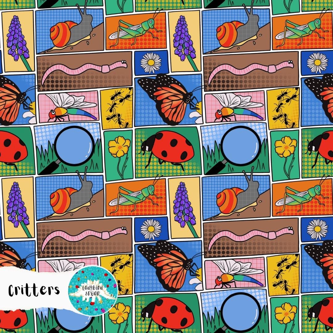 Comic Garden Bugs Seamless Pattern: Fun Kids Insects Critters Surface ...