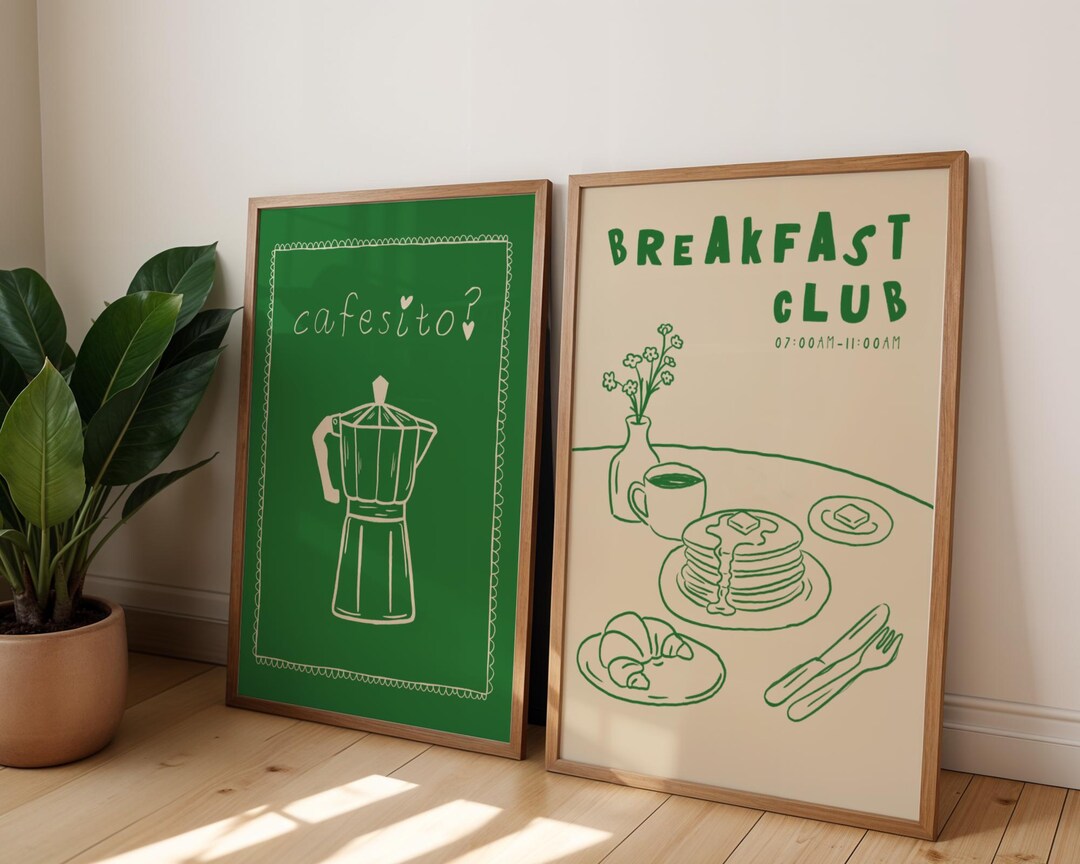 Set of 2 Kitchen Print, Breakfast Club Poster, Coffee Print, Trendy ...