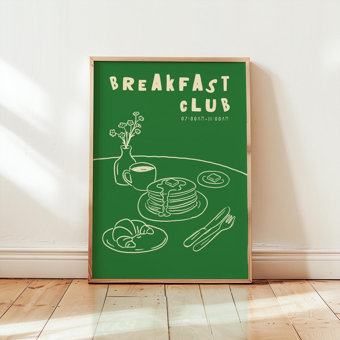 Breakfast Club Print, Food and Drinks Illustrations Poster, Retro ...