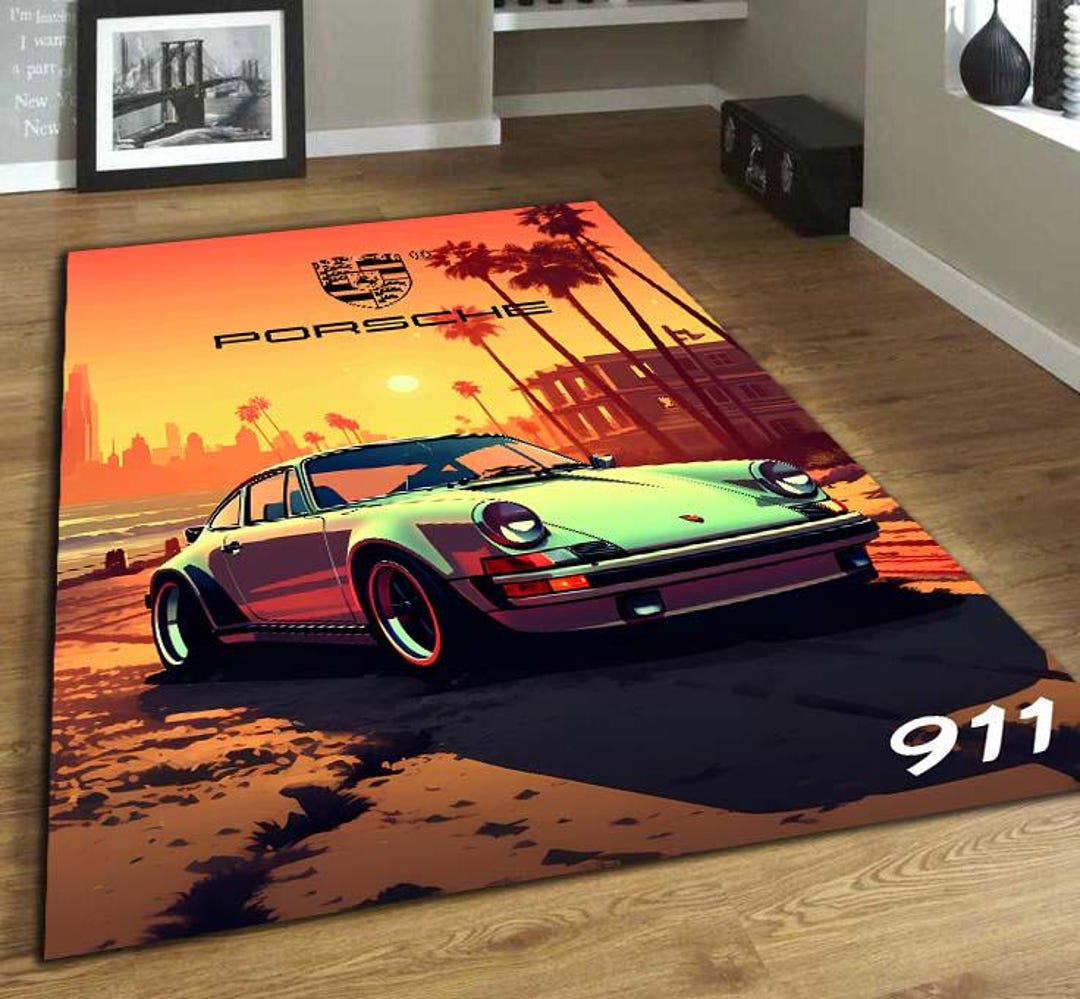 Porsche Rug, 911 Rug, Nonslip Rug, Antibacterial Rug, Rug 8x10, Custom ...