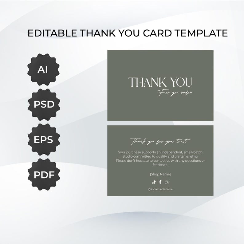 Thank You Card Template | Editable Ai, Psd, Pdf, Eps | Printable Insert ...