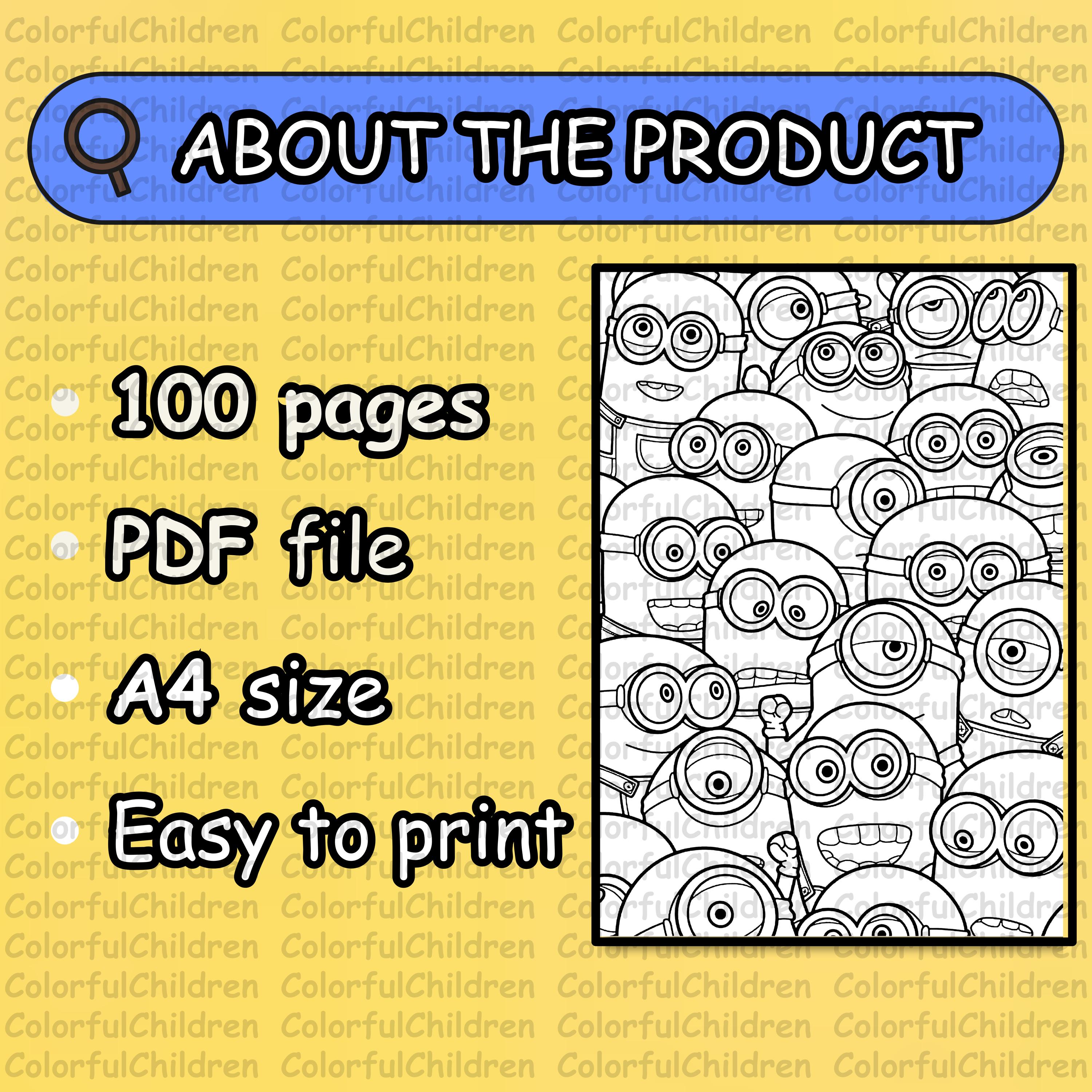 100 Pages / Coloring Book/ Coloring Pages for Kids/ PDF File/ Digital ...