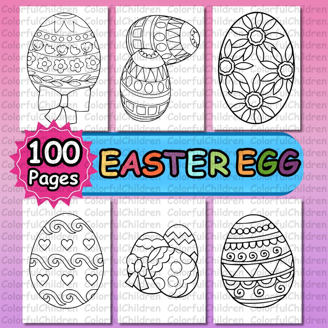 100 Pages / Easter Egg / Easter Coloring /coloring Book/ Coloring Pages ...