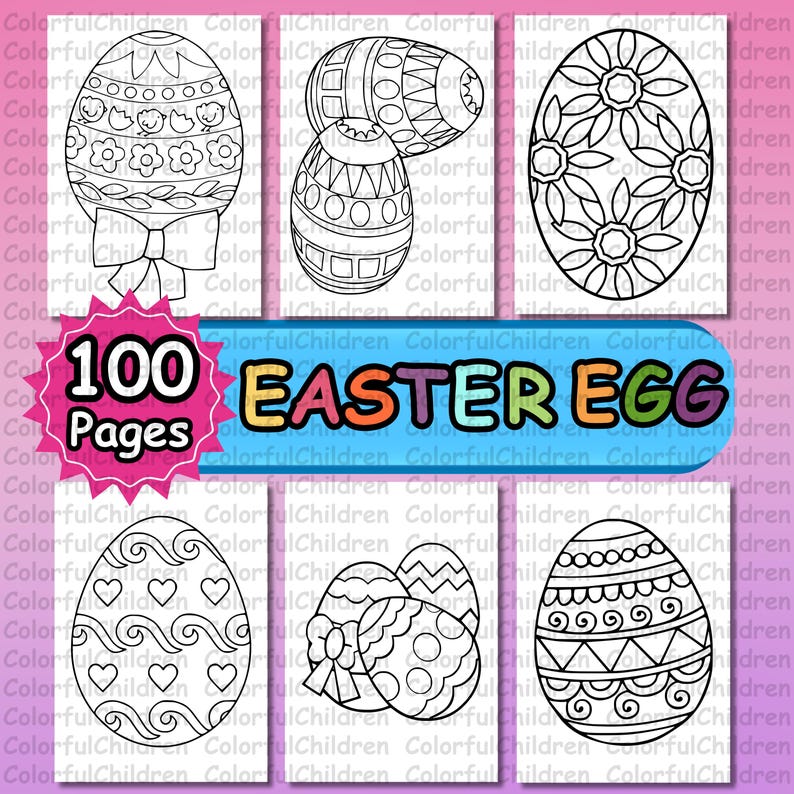 100 Pages / Easter Egg / Easter Coloring /coloring Book/ Coloring Pages ...
