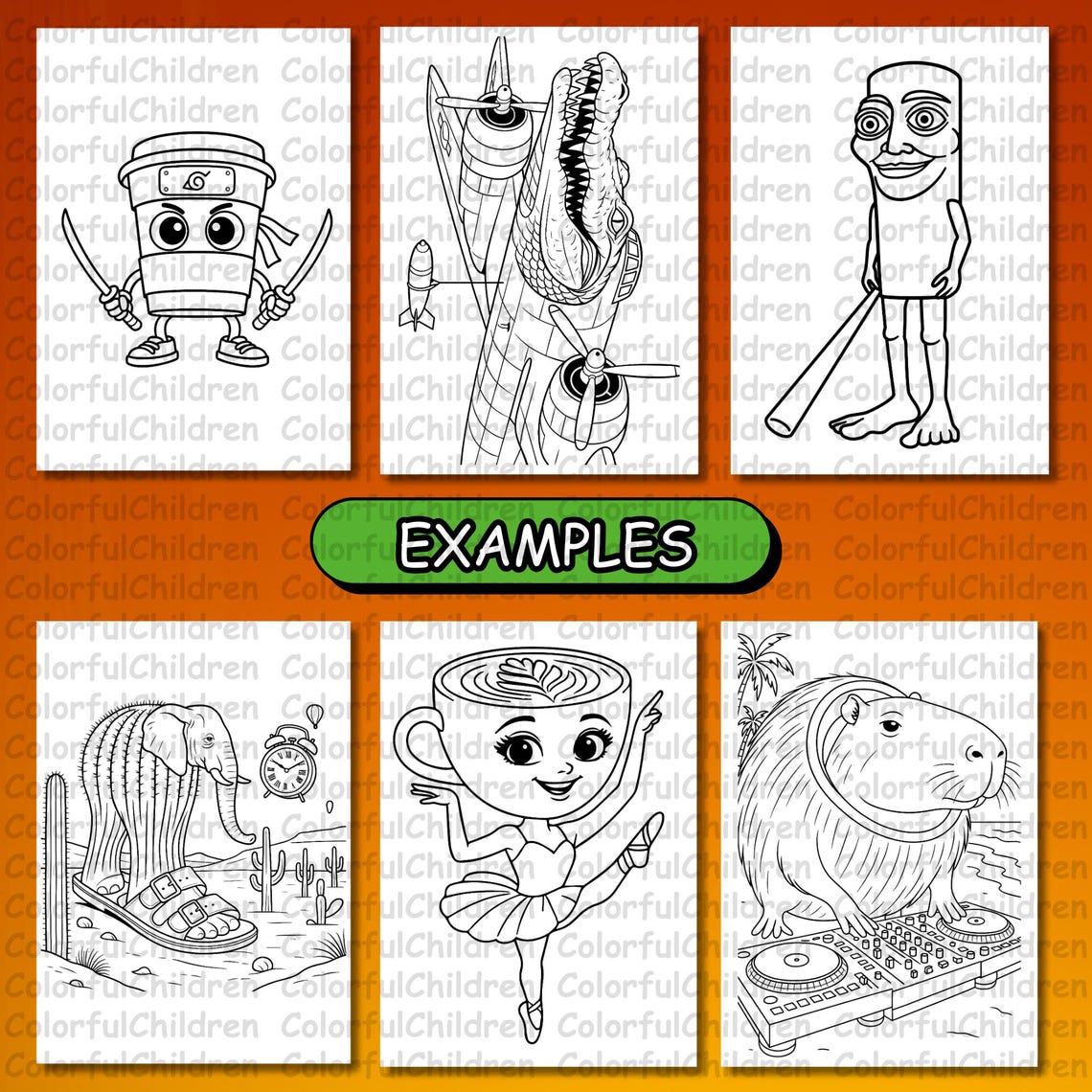 57 Pages / Brainrot Coloring Pages / PDF File/ Digital Download/ A4 ...