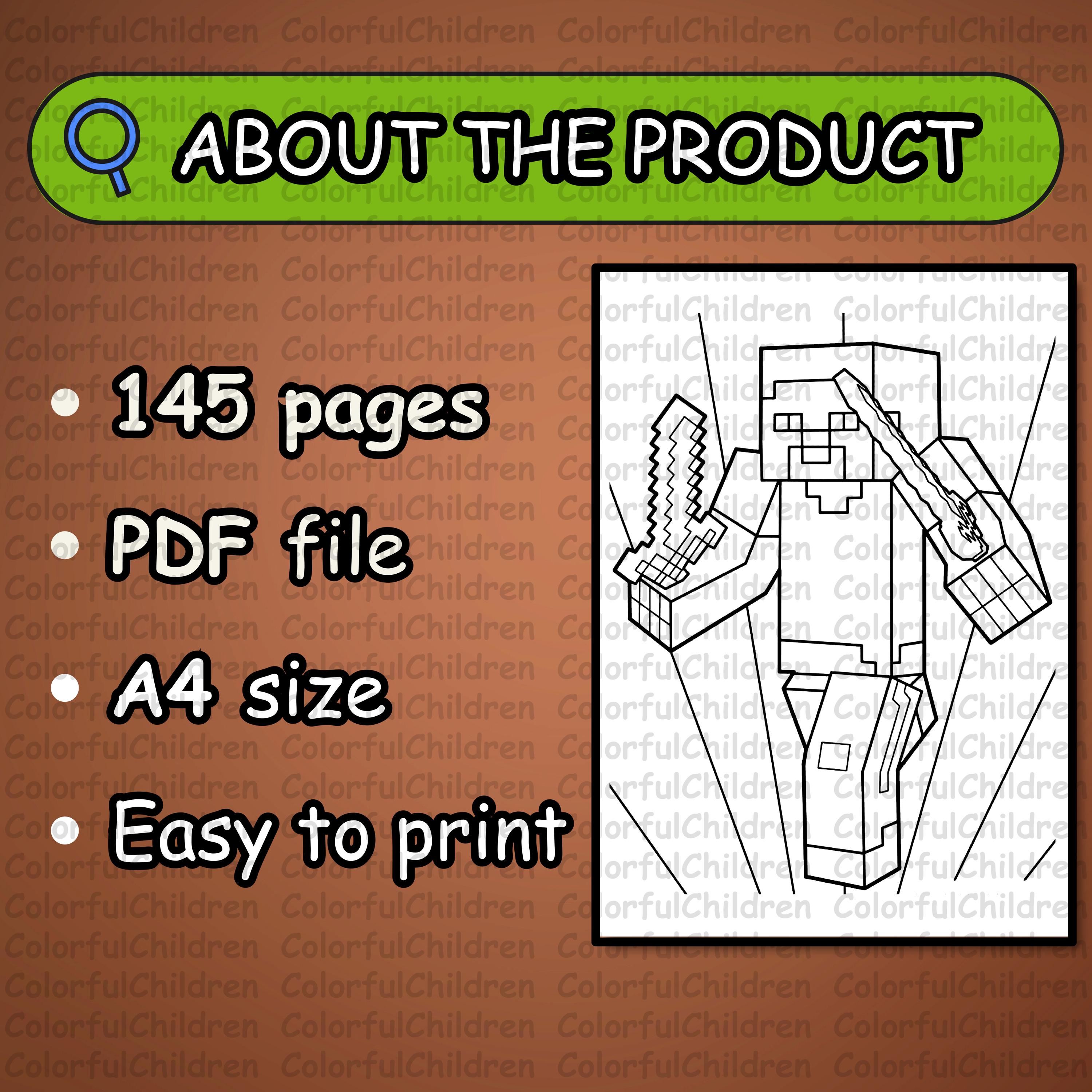 145 Pages / Mine Game /coloring Book/ Coloring Pages for Kids/ PDF File ...