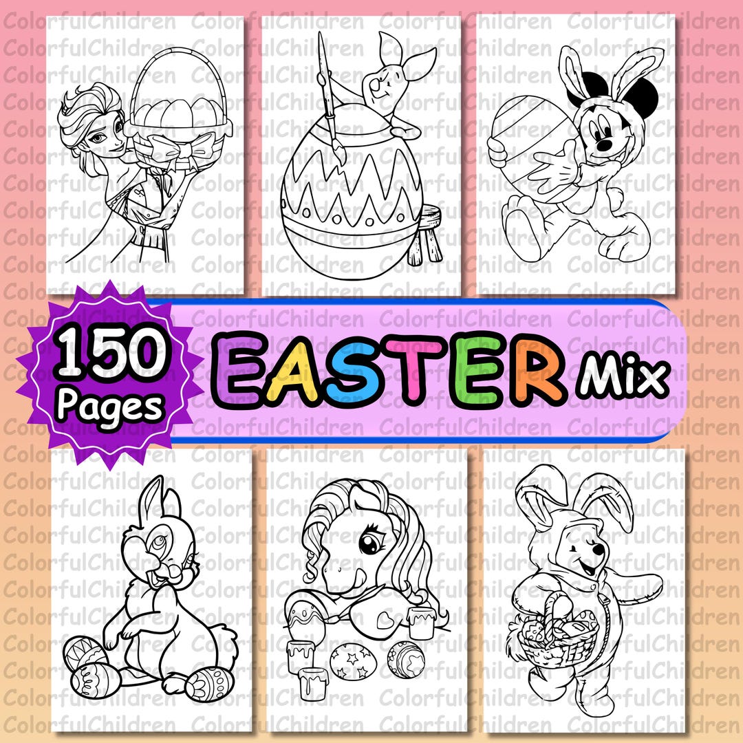 150 Pages / Easter Cartoons/ Coloring Book/coloring Pages for Kids/ PDF ...