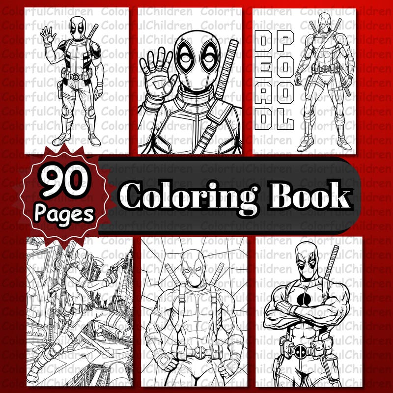 Deadpool Coloring - Etsy Canada
