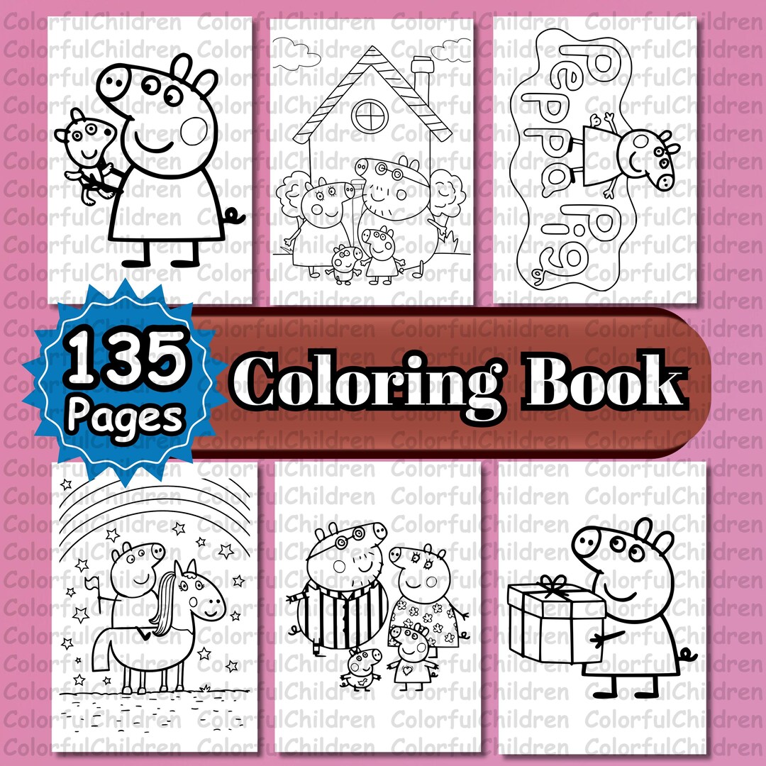 135 Pages / Pig / Coloring Book/ Coloring Pages for Kids/ PDF File ...