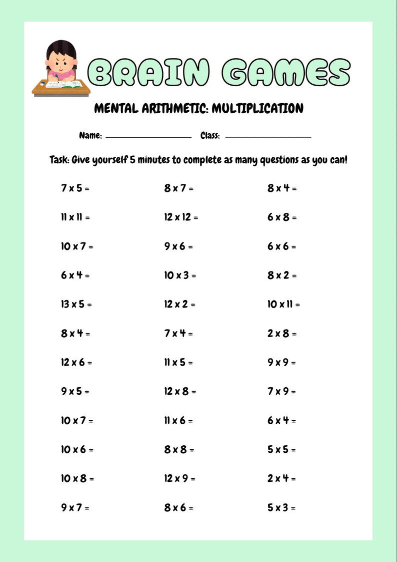 Mathematics Brain Games - Etsy