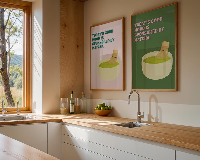 Matcha Wall Print, Aesthetic Green Tea Kitchen Poster, Minimalist ...