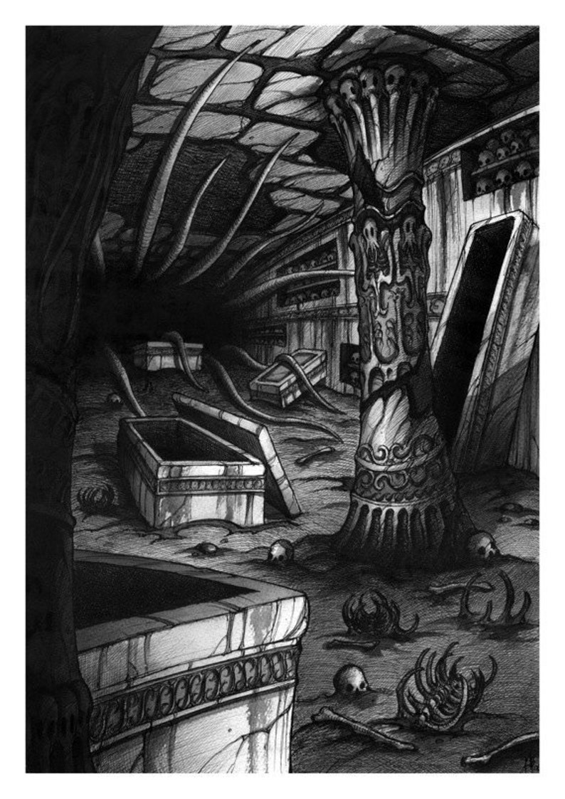 The Crypt - Ink Drawing - Etsy