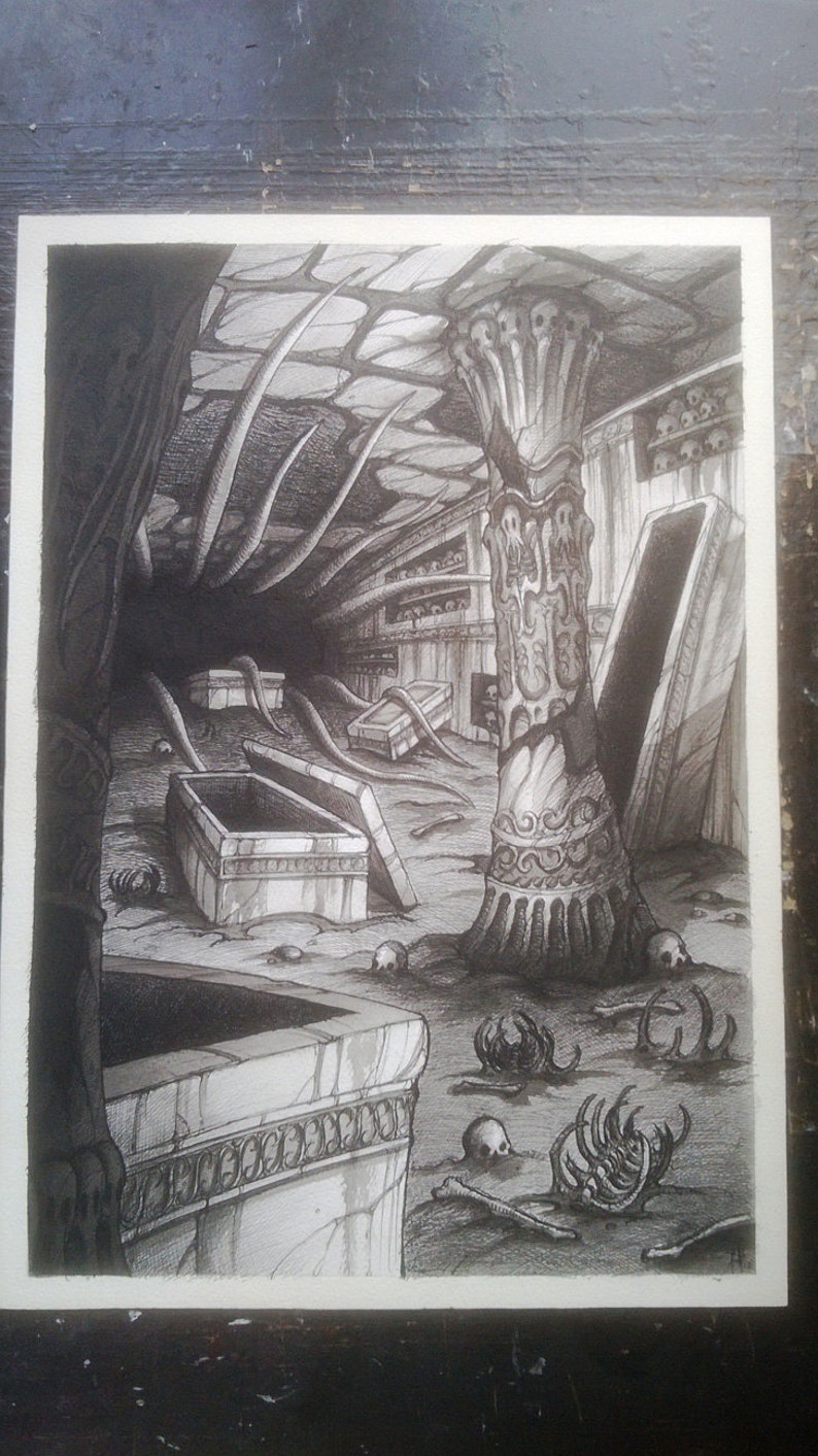 The Crypt - Ink Drawing - Etsy