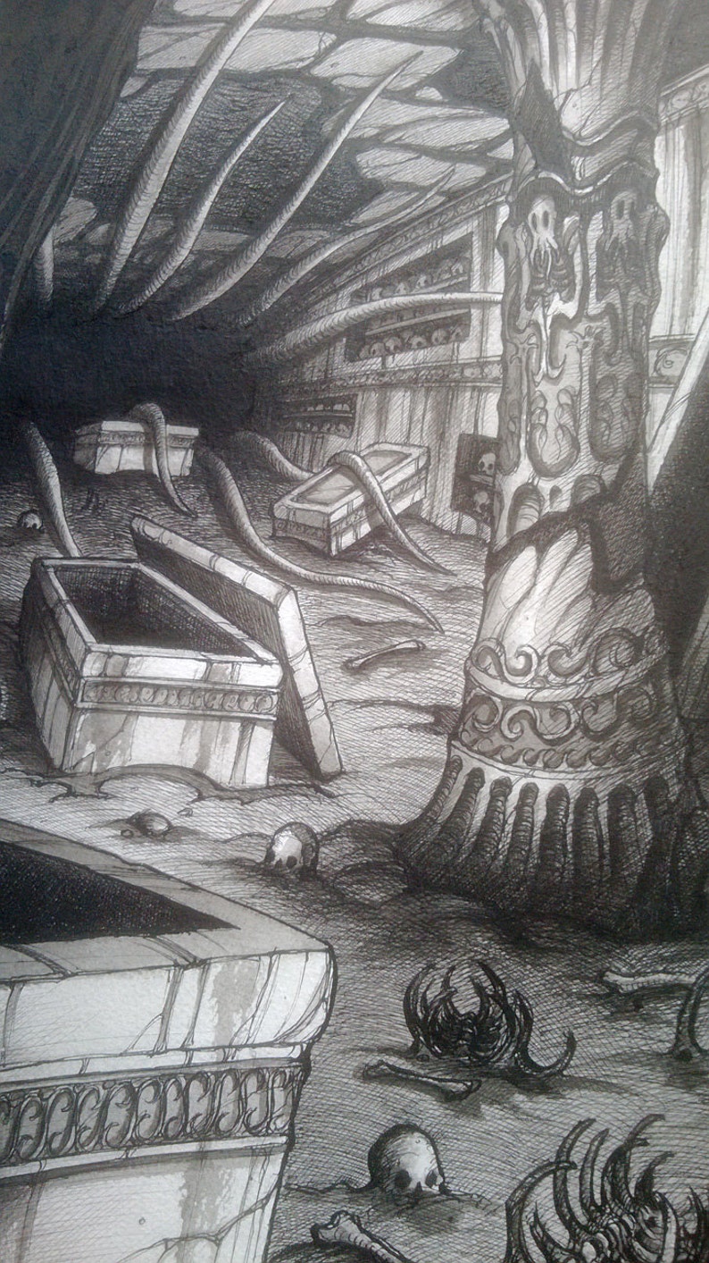 The Crypt - Ink Drawing - Etsy
