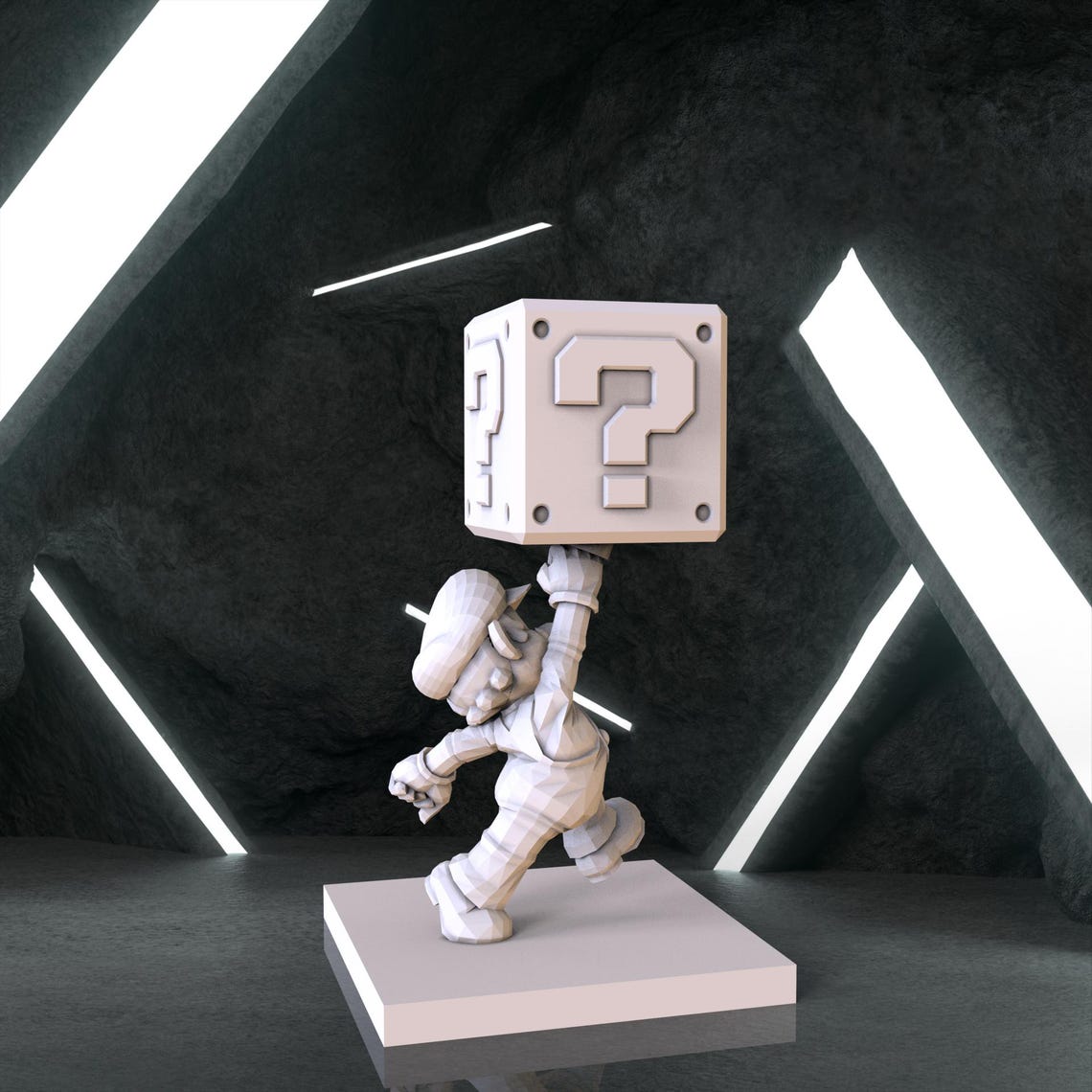 Mario and Question Block Figure, Super Mario Digital 3D Model, Super ...