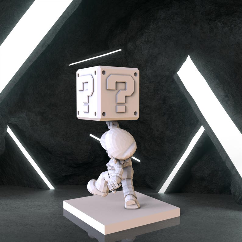 Mario and Question Block Figure, Super Mario Digital 3D Model, Super ...