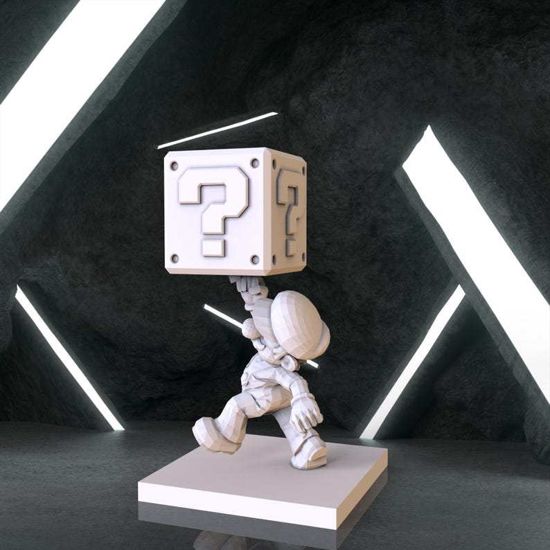 Mario and Question Block Figure, Super Mario Digital 3D Model, Super ...