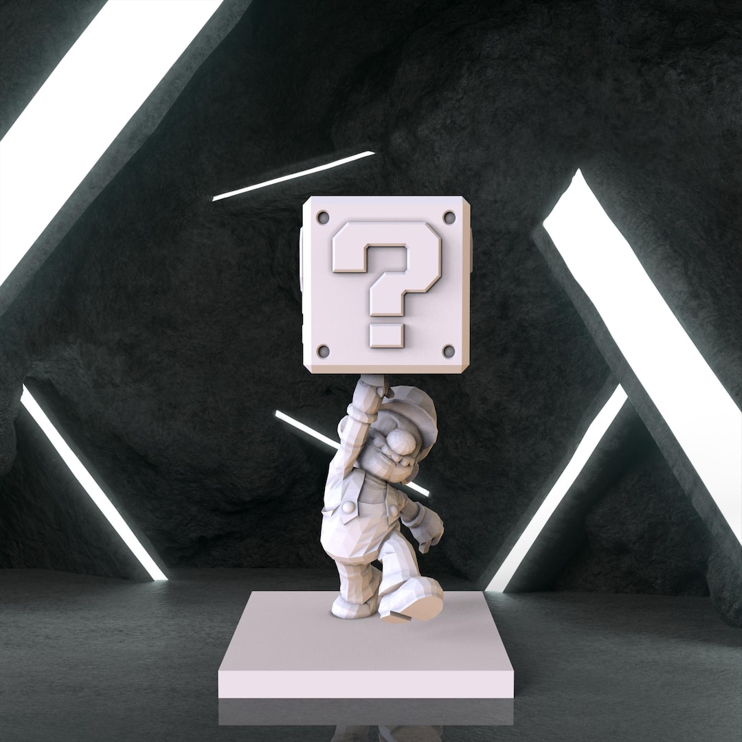 Mario and Question Block Figure, Super Mario Digital 3D Model, Super ...