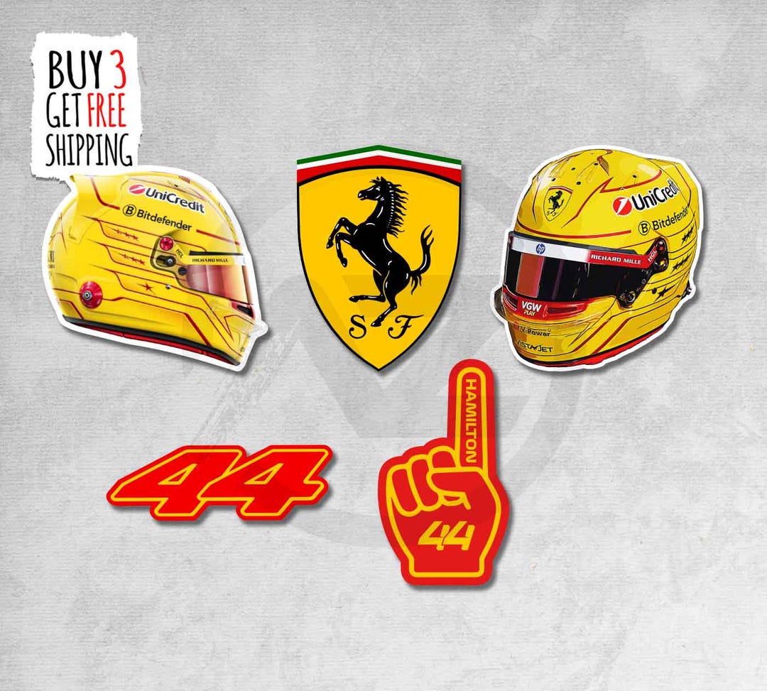 Ferrari Hamilton Sticker Set, 5 Stickers Set Magnets, Car, Bike, Laptop ...