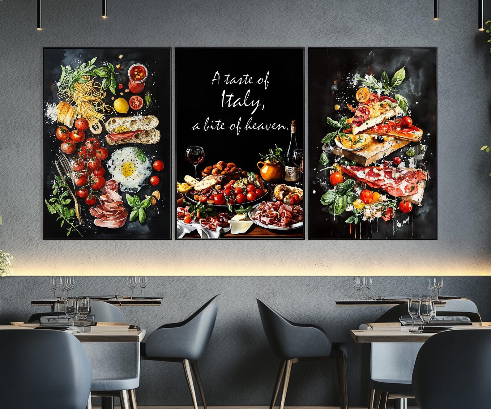 Italian Food Wall Art, Italian Dishes Paintings, Pizza Restaurant Wall ...