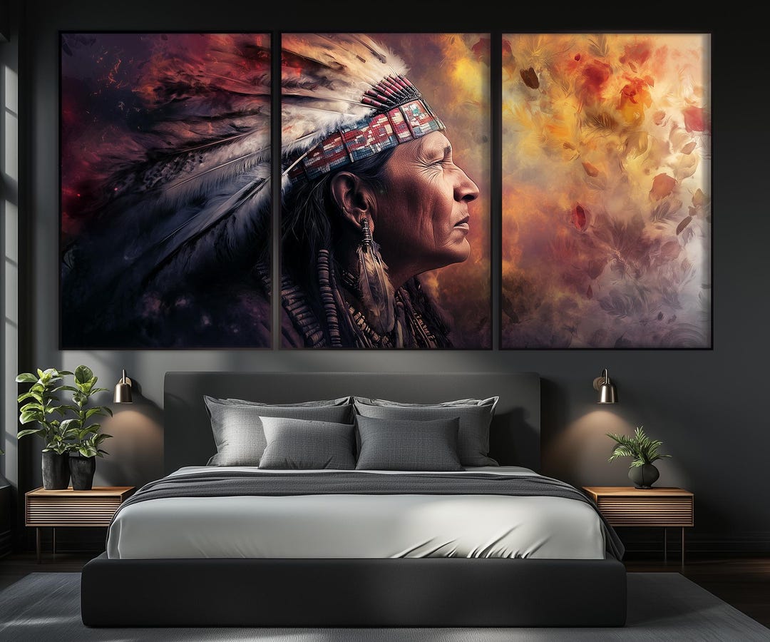 First Nations Chief Set of Posters, Indian Chief Painting, Native ...