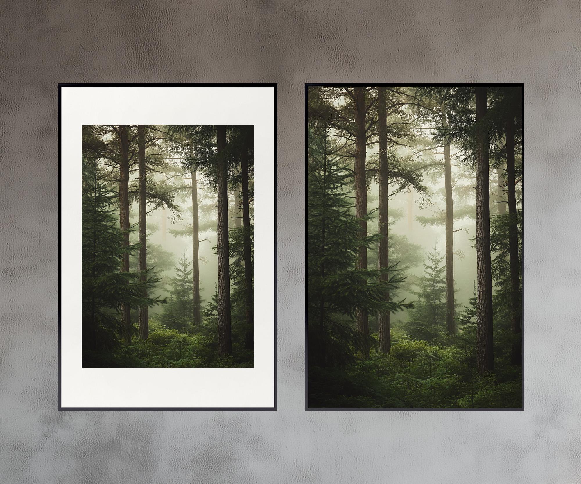 Misty Forest Set of 3 Posters, Green Summer Forest Prints, Soft Green ...