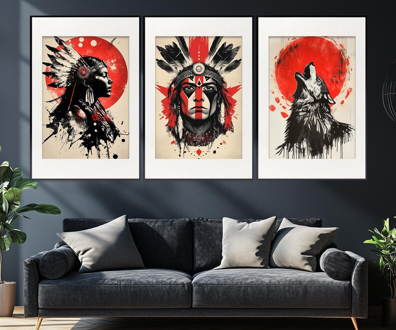 Native American Wall Art, First Nations Set of 3 Posters, Tribal Wall ...