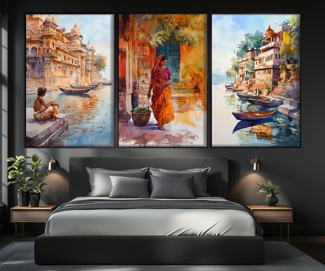 Abstract Indian Wall Art, India Set of 3 Posters, India Triptych ...
