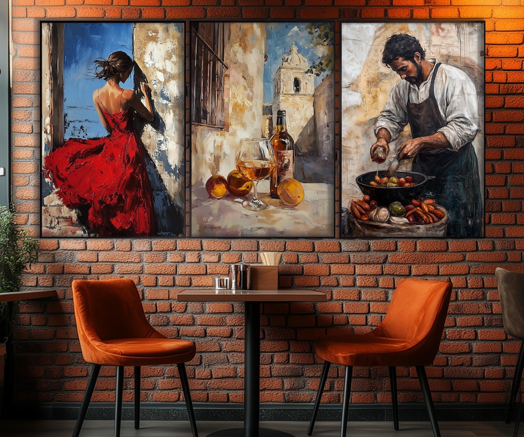 Retro Spain Paintings, Spanish Wall Art, Flamenco Dance, Spanish Wine ...