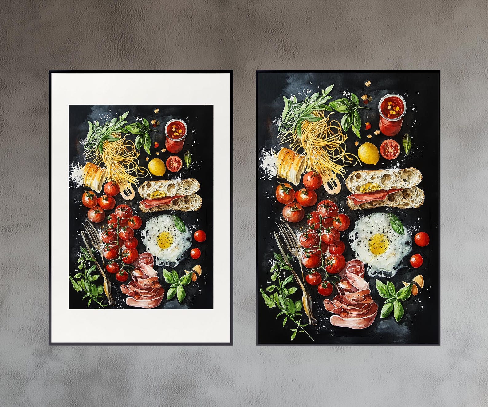 Italian Food Wall Art, Italian Dishes Paintings, Pizza Restaurant Wall ...