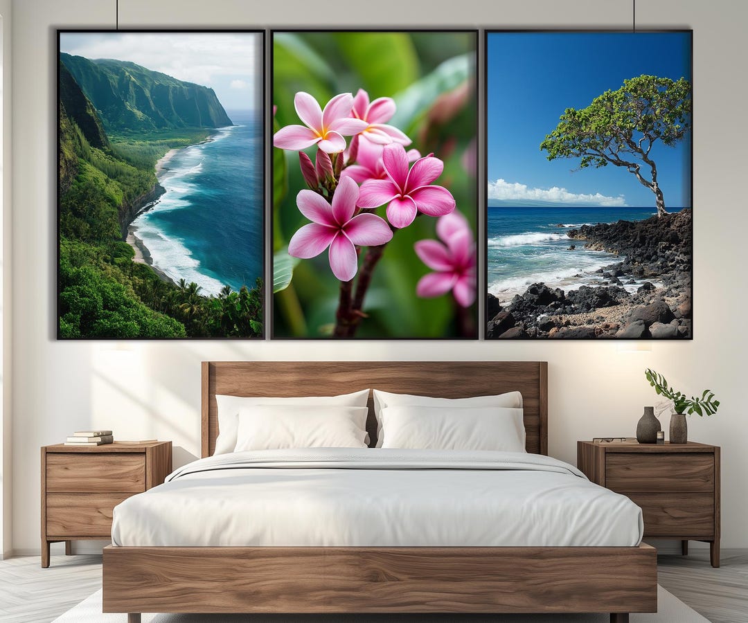 Hawaii Wall Art, Hawaii Set of 3 Posters, Hawaii Beach Triptych, Hawaii ...