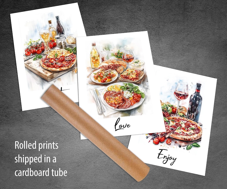 Italian Food Paintings, Pizza Restaurant Wall Art, Pizza and Wine ...